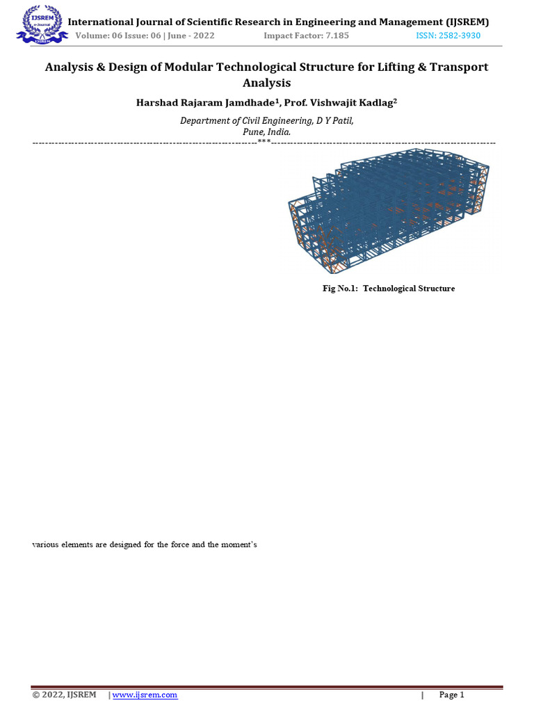 Analysis & Design of Modular Technological Structure For Lifting ...