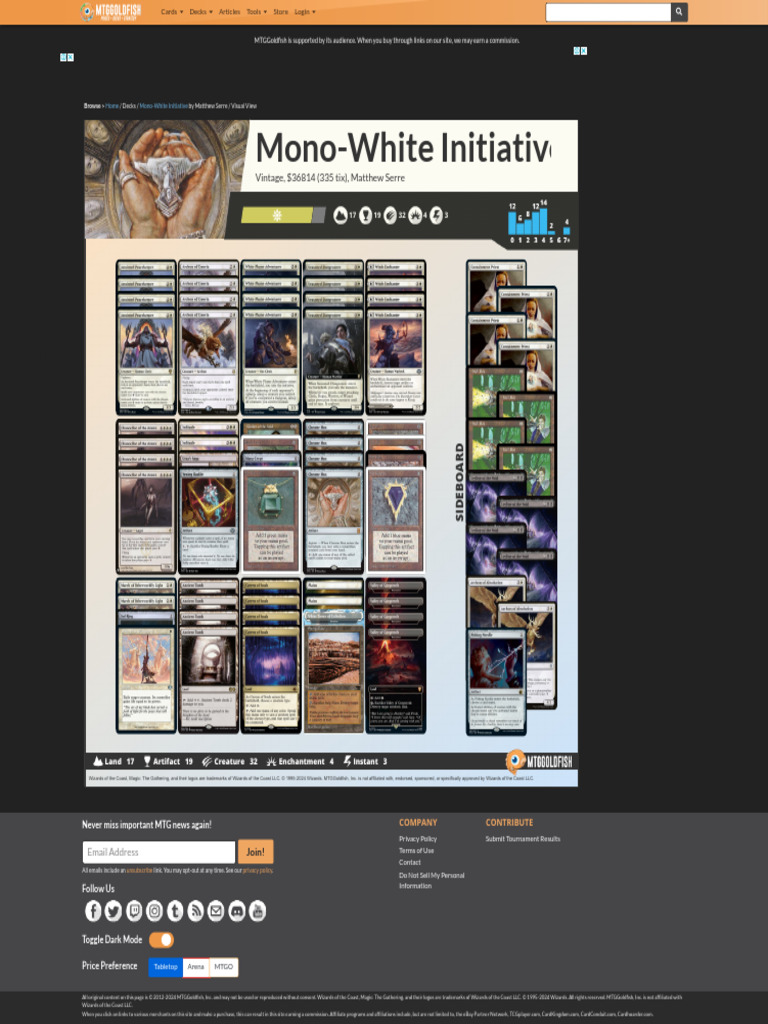Mono-White Initiative by Matthew Serre Visual Deck View | PDF | Wizards ...