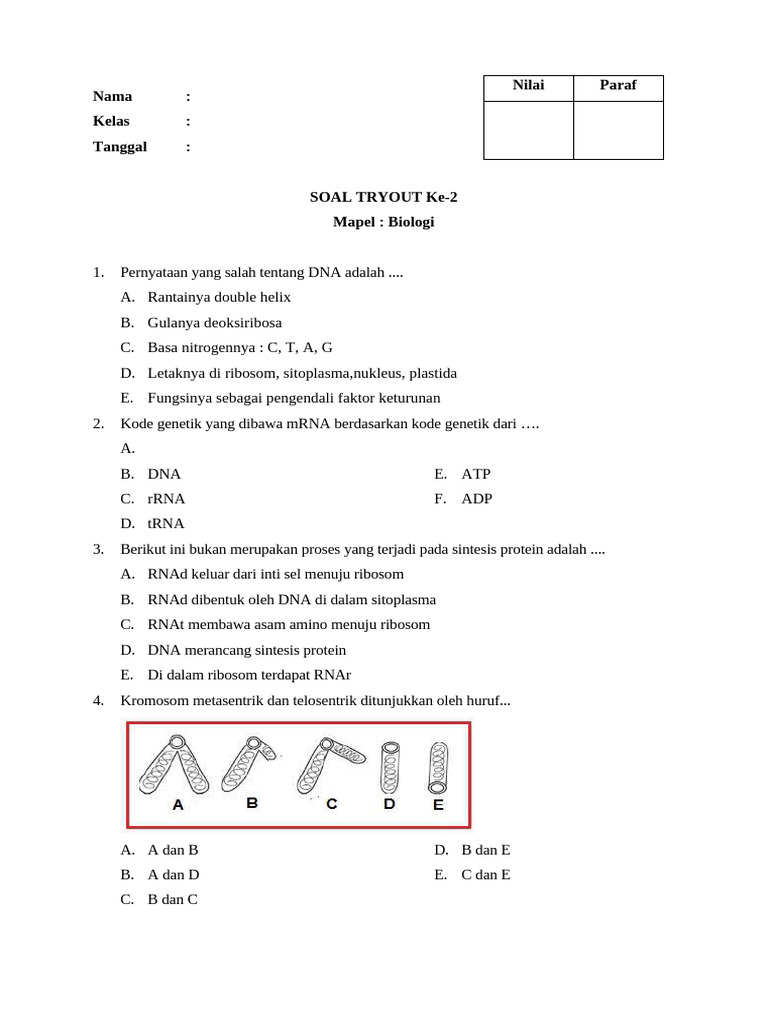 SOAL TRYOUT Ke-2 (BIOLOGI) | PDF