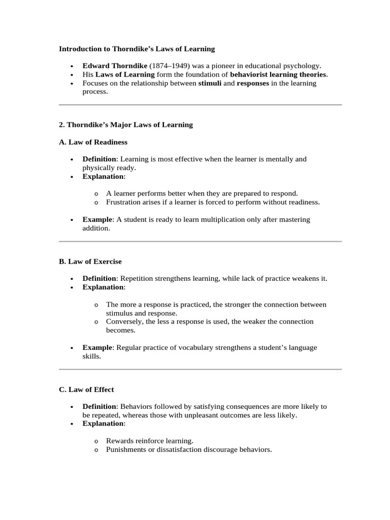 Laws of Learning + Conditioning | PDF | Classical Conditioning ...