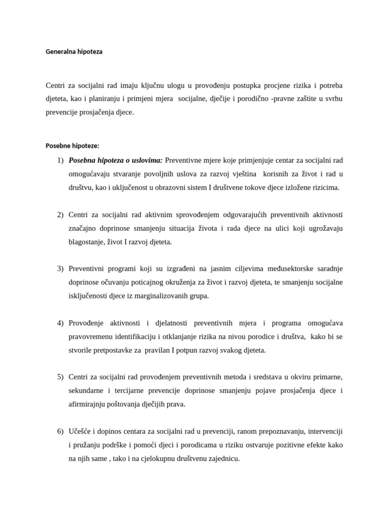 Hipoteze Za Metodologiju | PDF