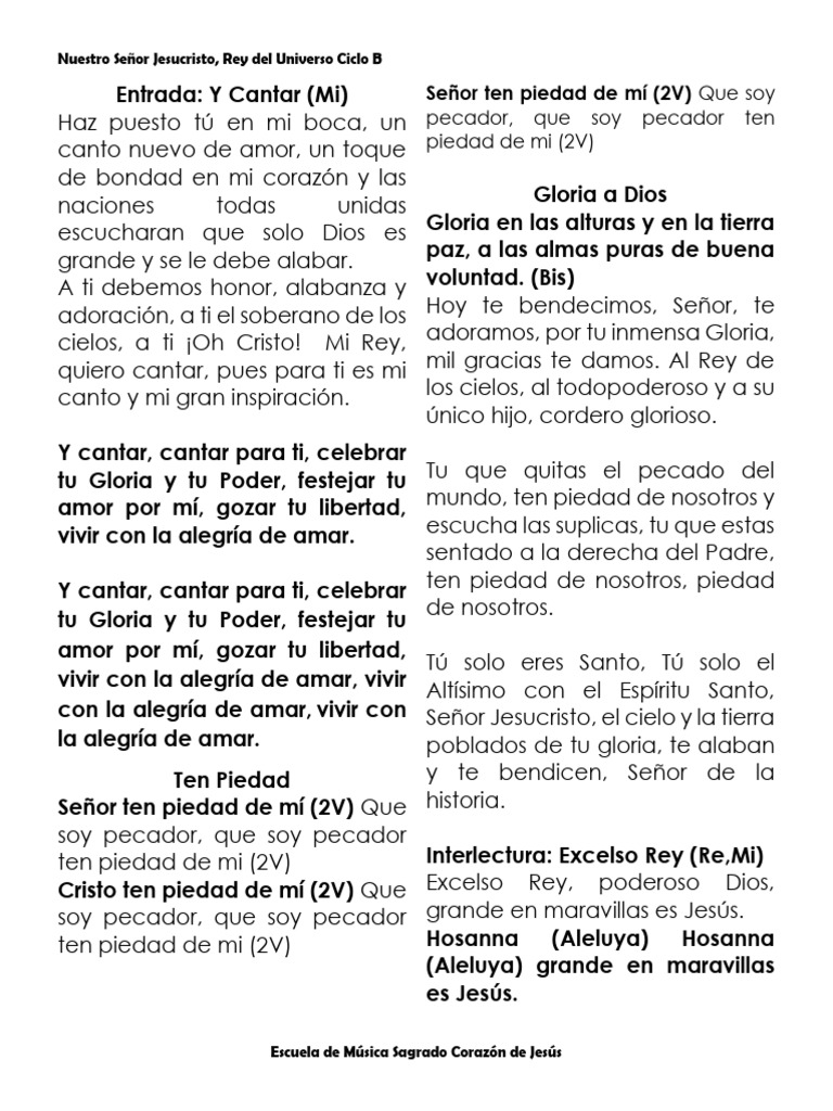 Cantos Cristo Rey 2024 Ciclo B | PDF | Cristo (título) | Pecado