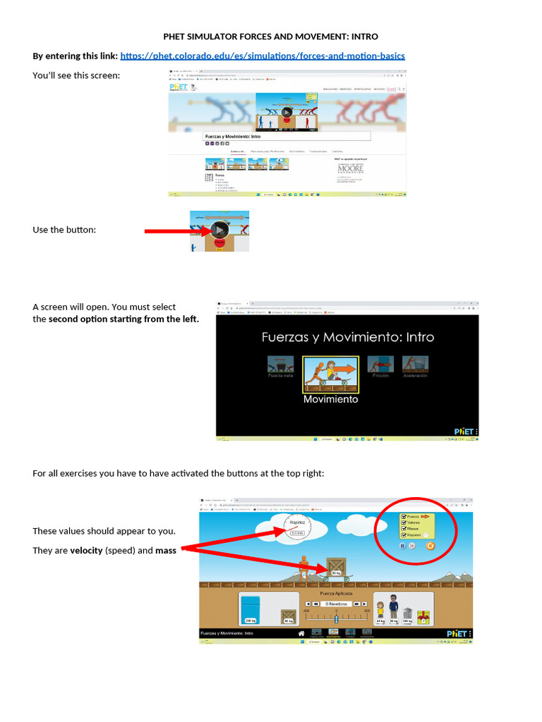 Phet Simulator. Forces and Motion E2 | PDF | Force | Friction