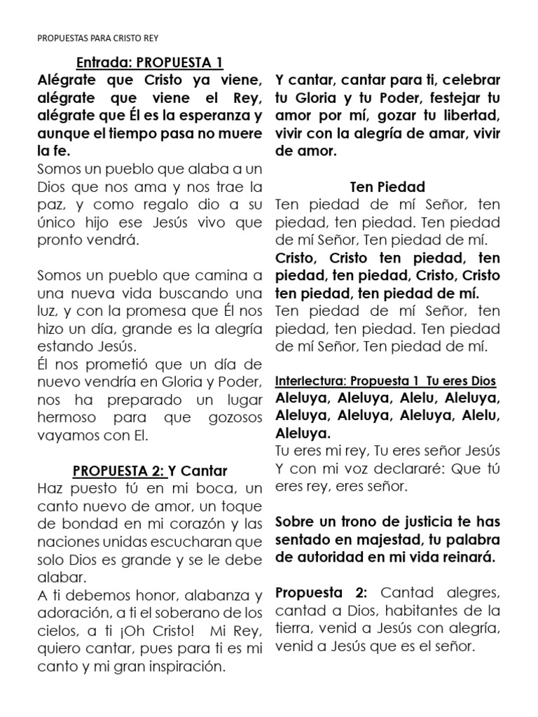 Cantos Propuesta Cristo Rey 1 | PDF | Cristo (título) | eucaristía
