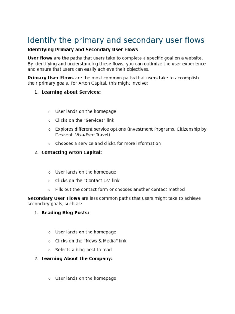 Identify The Primary and Secondary User Flows | PDF
