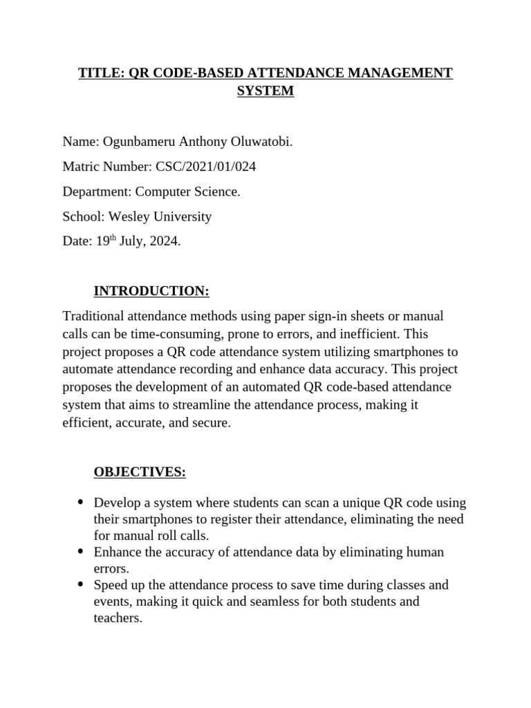QR Code-Based Attendance Management System | PDF | Usability | Qr Code