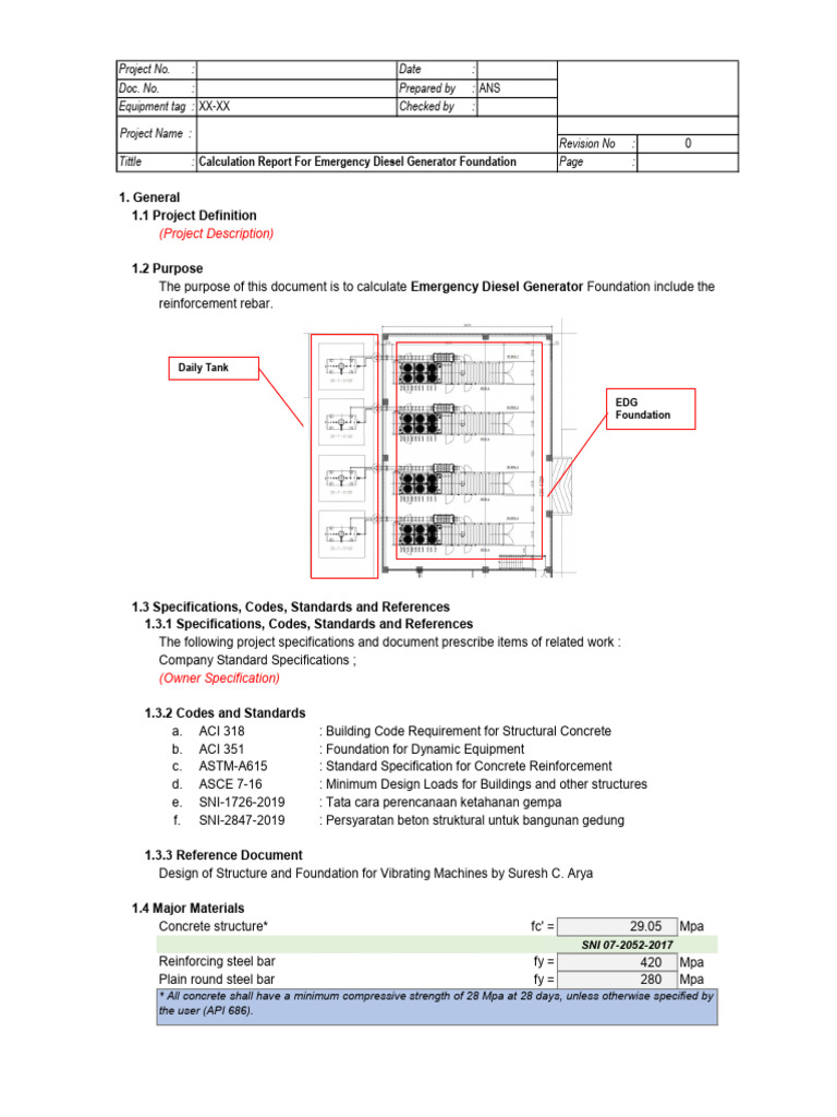 Emergency Diesel Generator Foundation | PDF | Materials | Mechanical ...