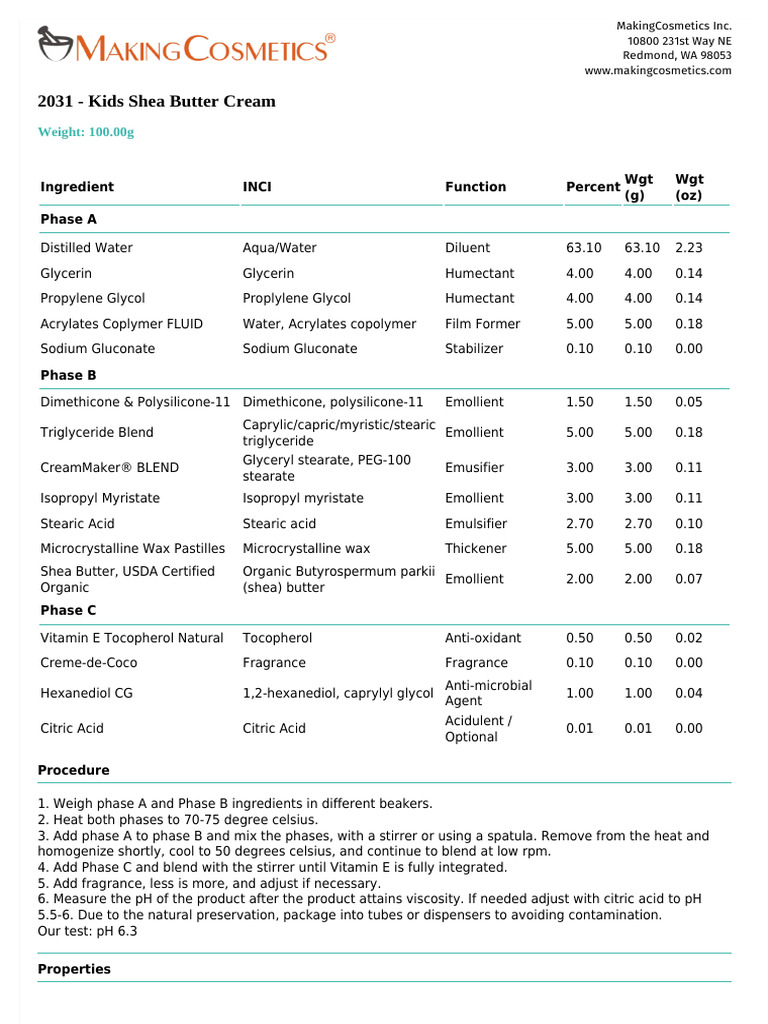 2031 Formula | PDF | Glycerol | Chemical Substances