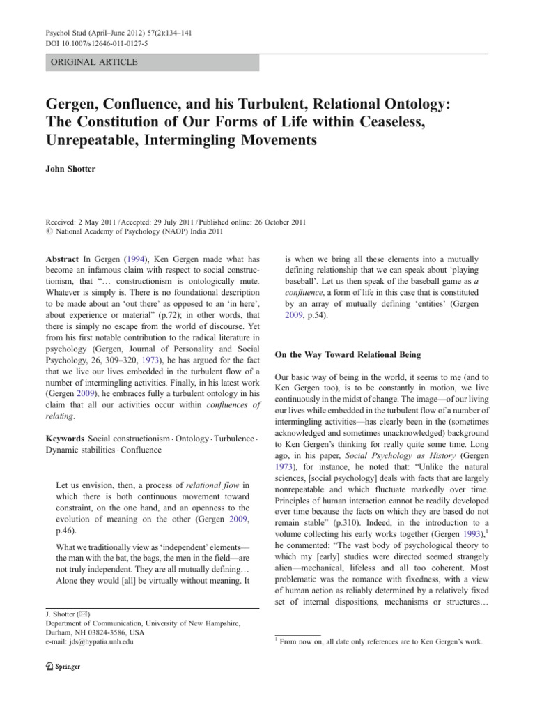Gergen, Confluence, and His Turbulent, Relational Ontology - The ...