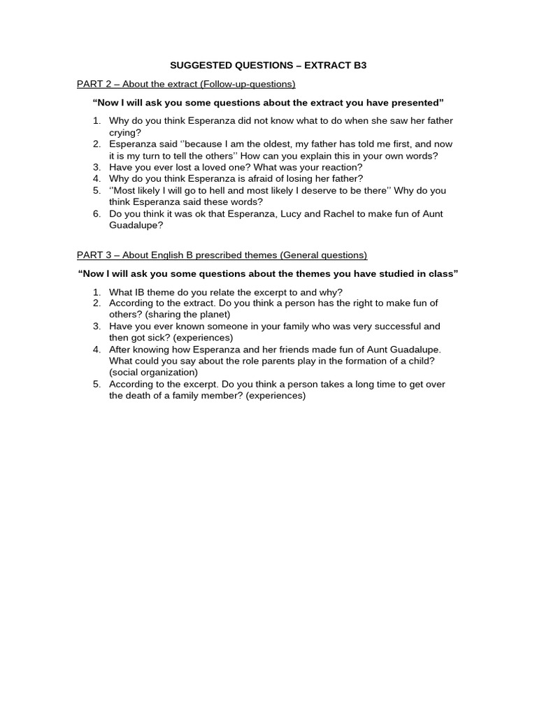 Suggested Questions B3 | PDF