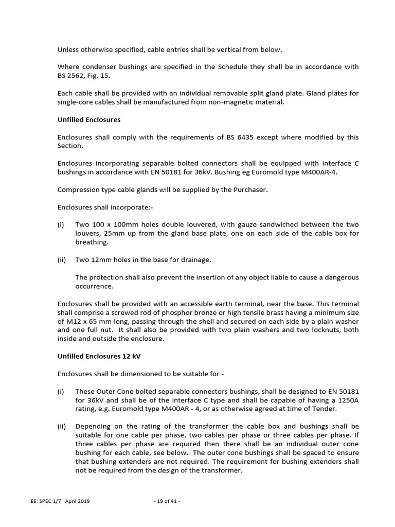 EE SPEC 1-7 Extract TX Unfilled Cable Boxes | PDF | Electrical ...