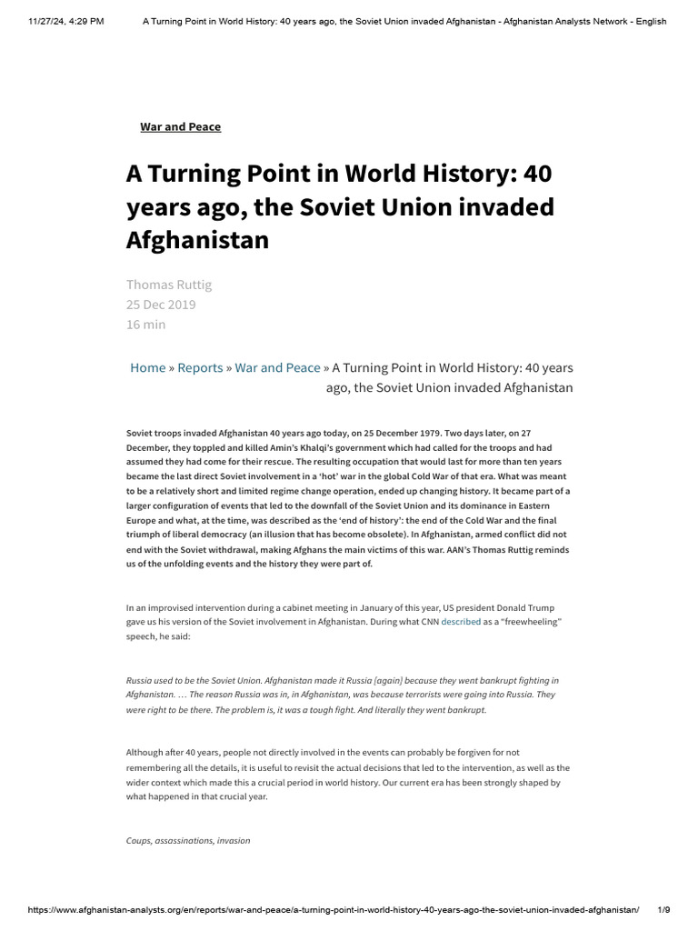 A Turning Point in World History - 40 Years Ago, The Soviet Union ...