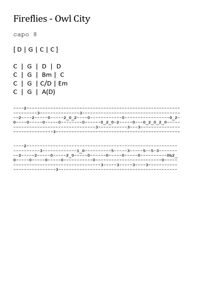 Fireflies Guitar Tabs | PDF