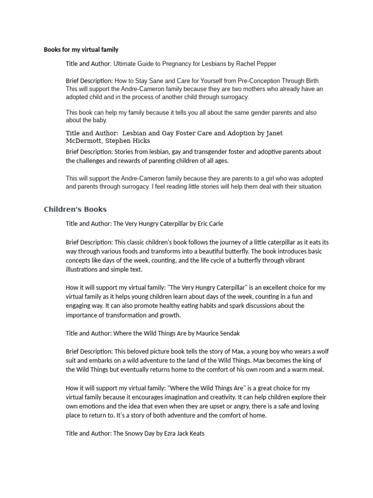 Books For My Virtual Family | PDF