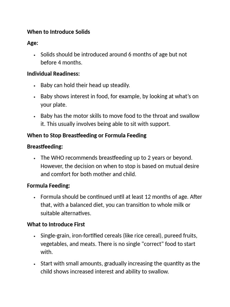 When To Introduce Solids | PDF | Foods | Breastfeeding