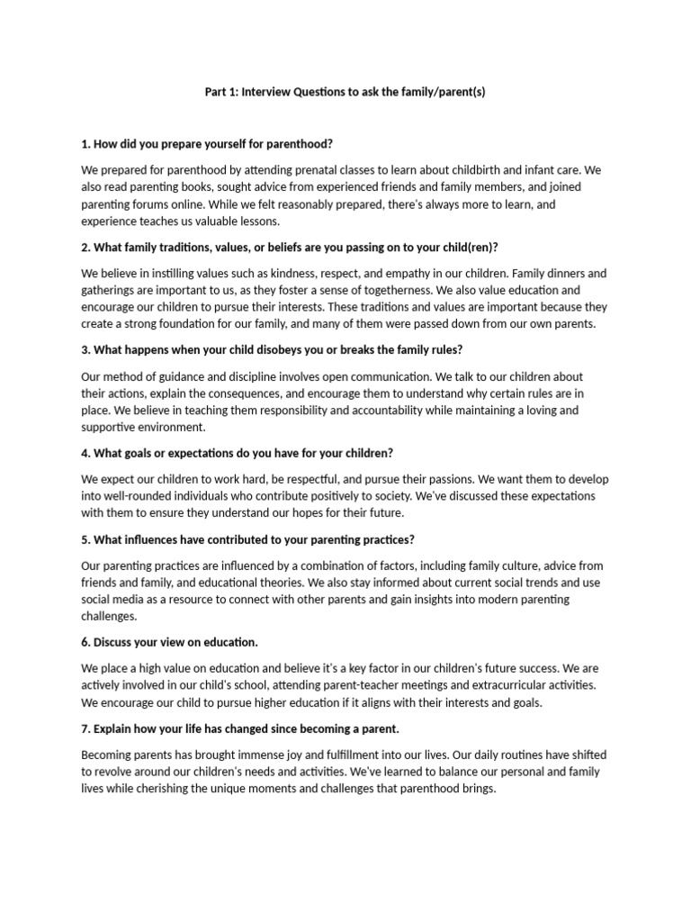 Family Interview | PDF | Parenting | Family