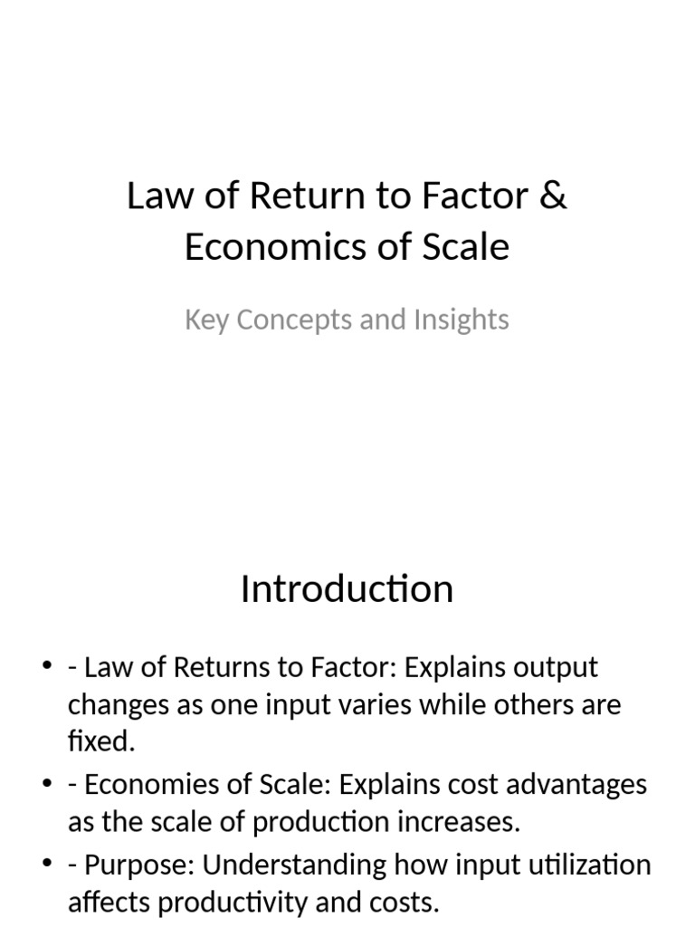 Law of Return To Factor Economies of Scale | PDF
