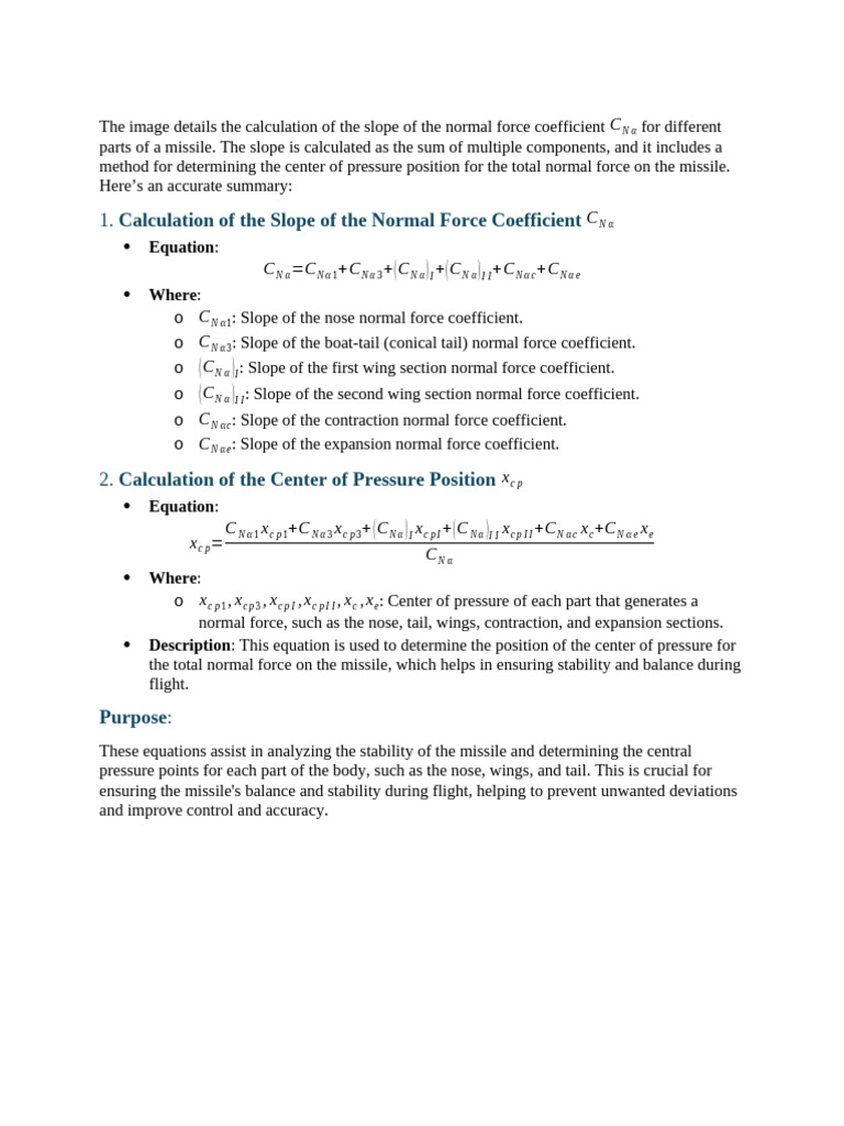 Missile Normal Force Coefficient Calculation | PDF