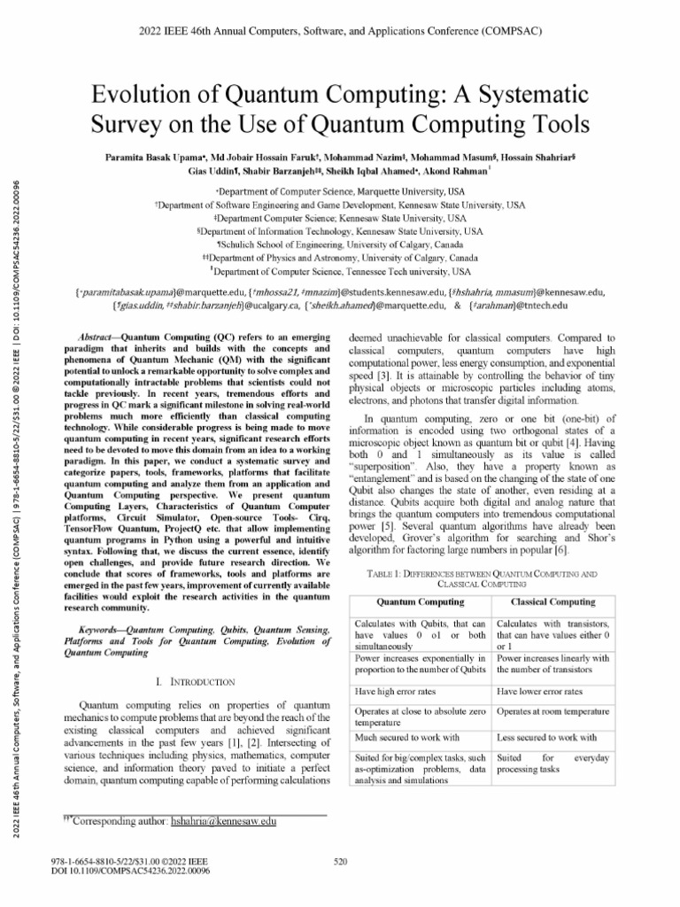 Evolution of Quantum Computing A Systematic Survey On The Use of ...