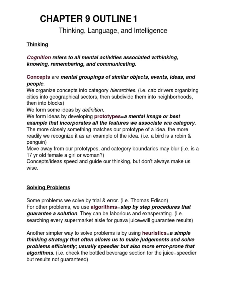Chapter 9 Thinking, Language & Intelligence | Download Free PDF ...