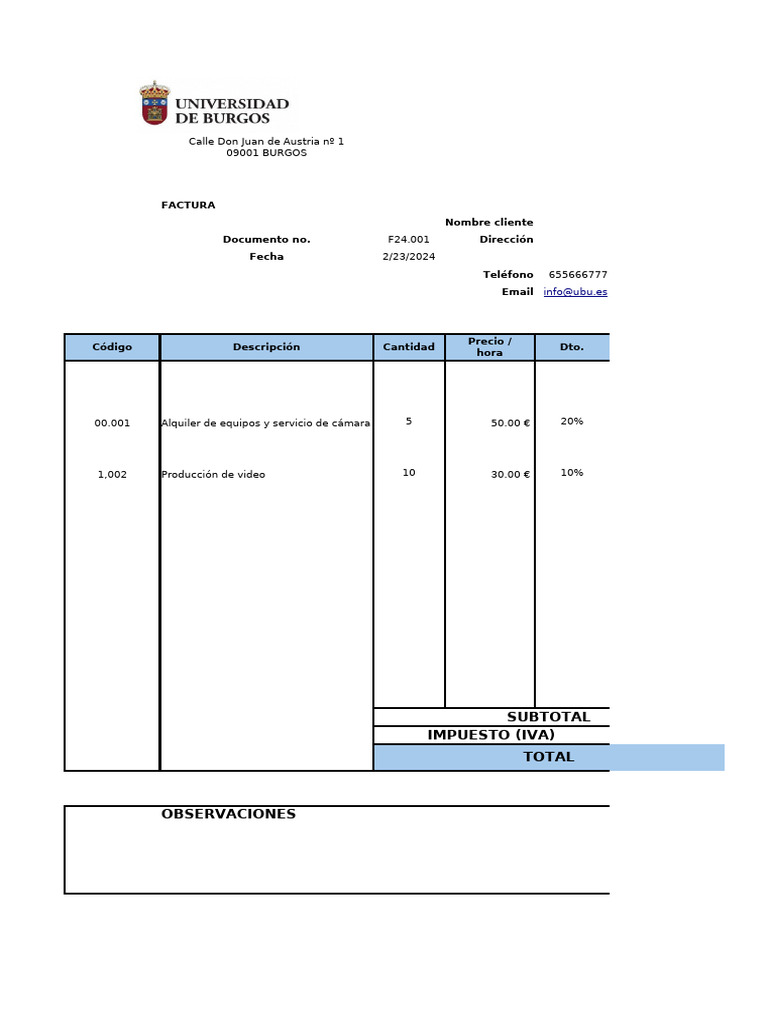 Modelo Factura | PDF