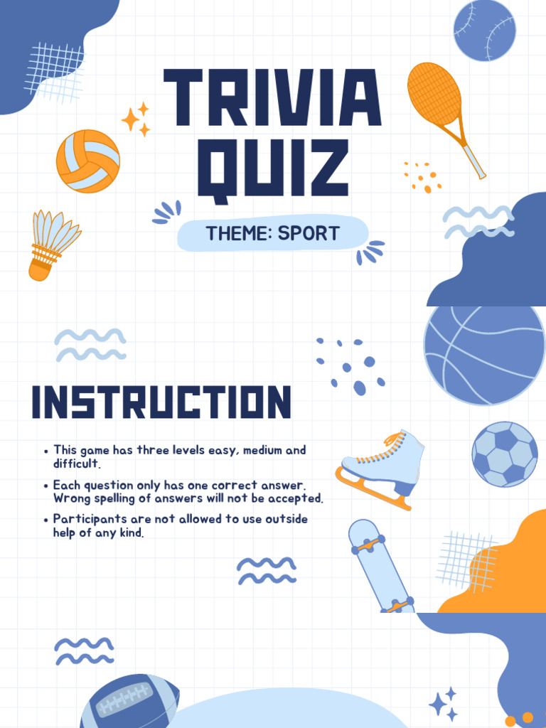 Blue and Yellow Abstract Sport Trivia Quiz Presentation | PDF