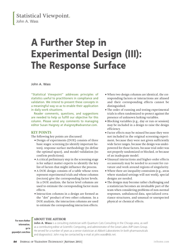 A Further Step in Experimental Design | PDF | Errors And Residuals | Analysis Of Variance