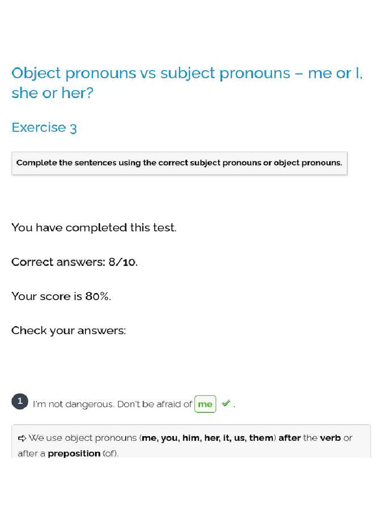 Object Pronouns Vs Subject Pronouns | PDF