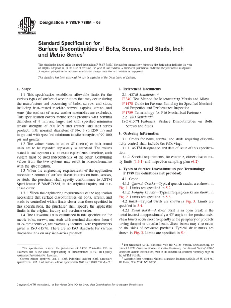 Surface Discontinuities in Fasteners | PDF | Screw | Metalworking