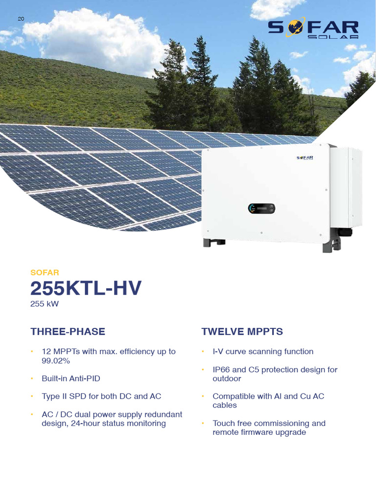 Datasheet SOFAR 255KTL-HV - EN | PDF | Alternating Current | Power Supply