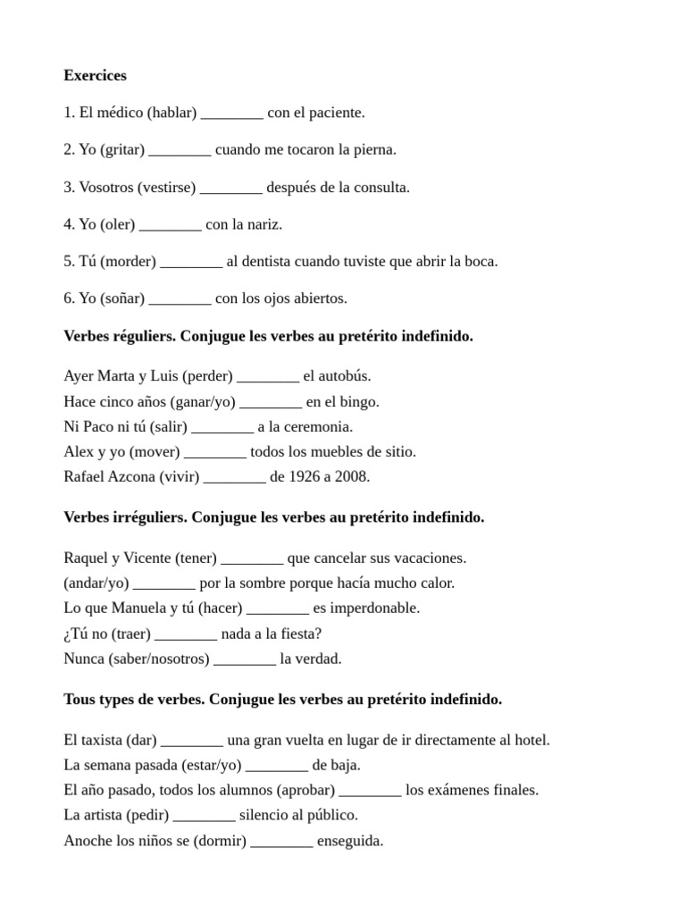 Exercises Passe Simple PDF | PDF