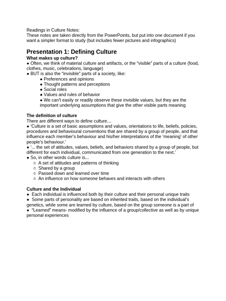 Readings in Culture Notes | PDF | Social Psychology
