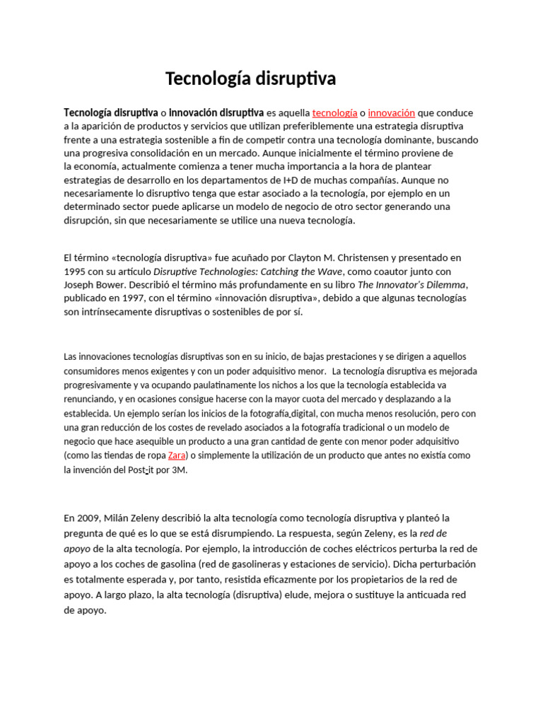 Tarea Tecnología Disruptiva | PDF | Innovación disruptiva