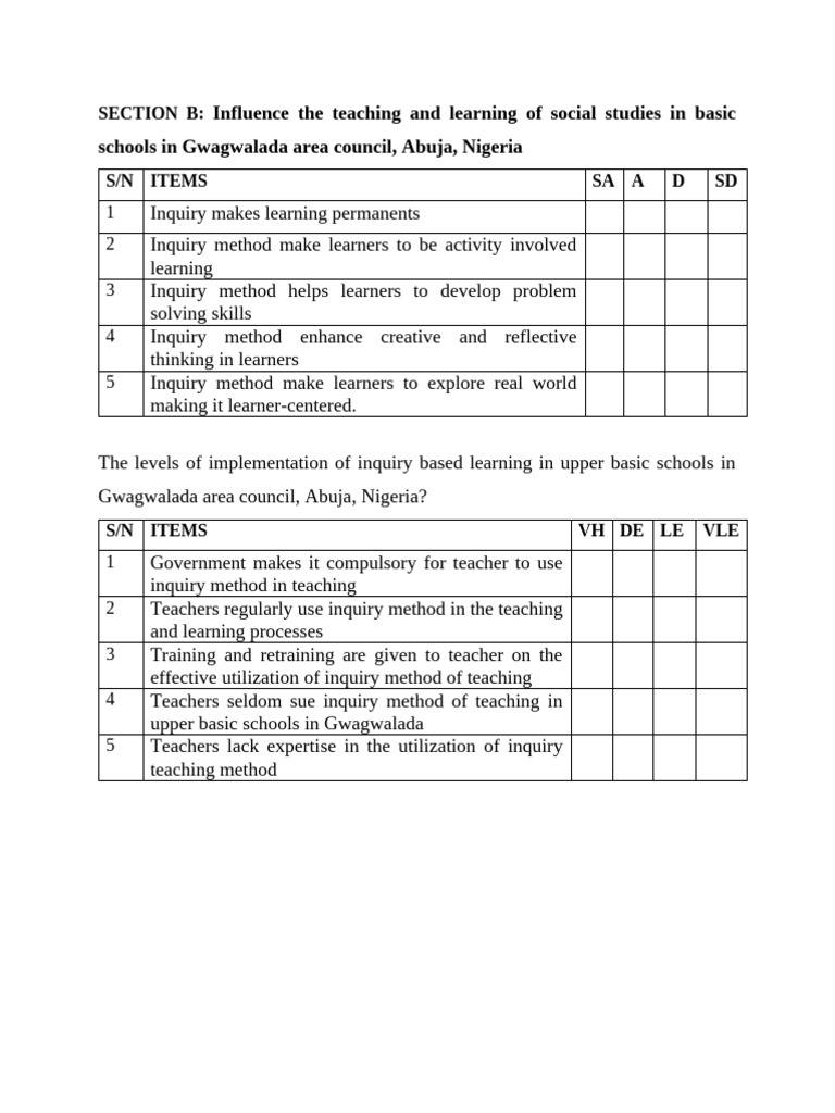 Lec Questionair Pdf Teaching Method Learning