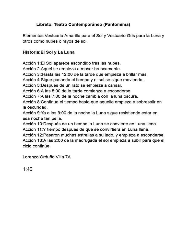 Libreto - Teatro Contemporáneo (Pantomima) | PDF