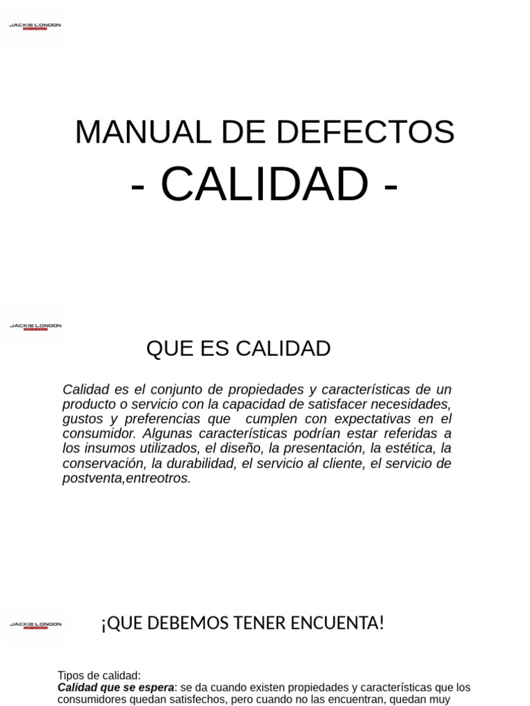 Manual de Defectos | PDF | Calidad (comercial)