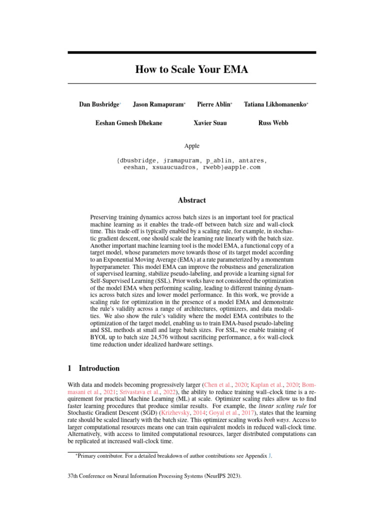 How To Scale Your EMA | PDF | Stochastic Differential Equation ...