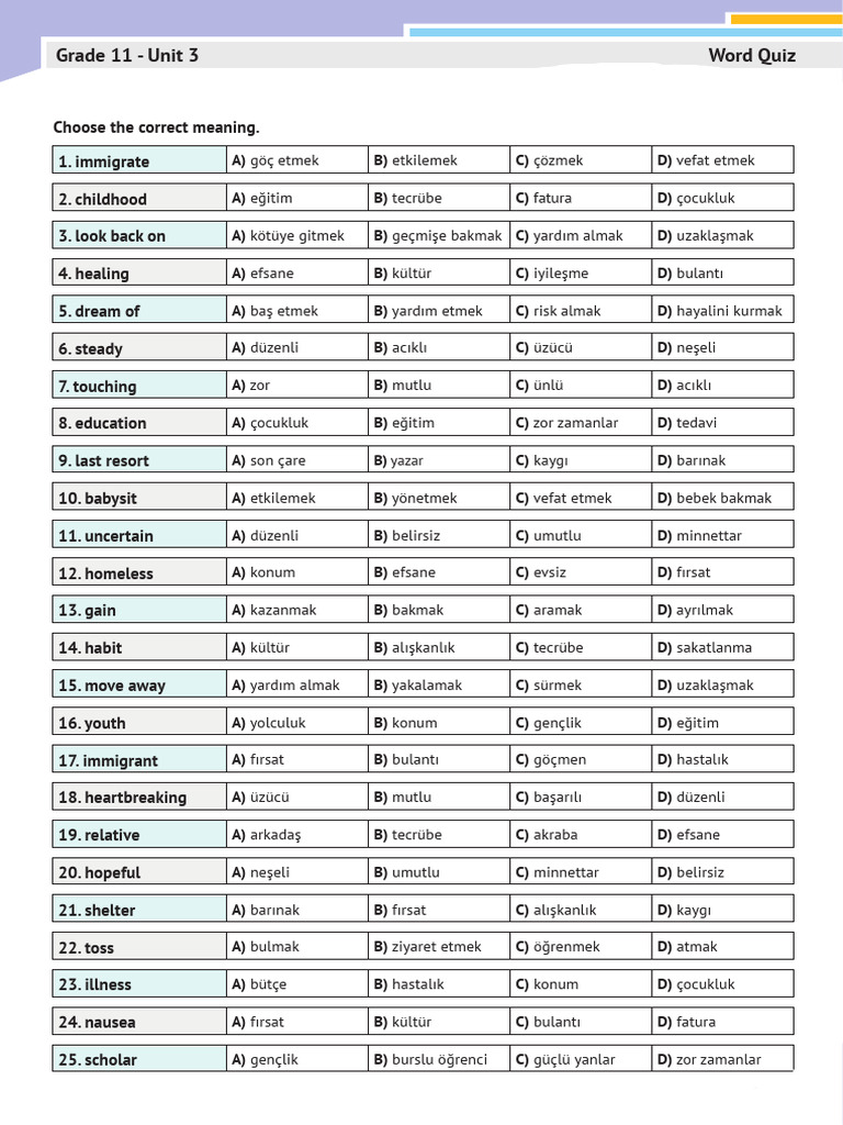 11.3 Word Quiz | PDF