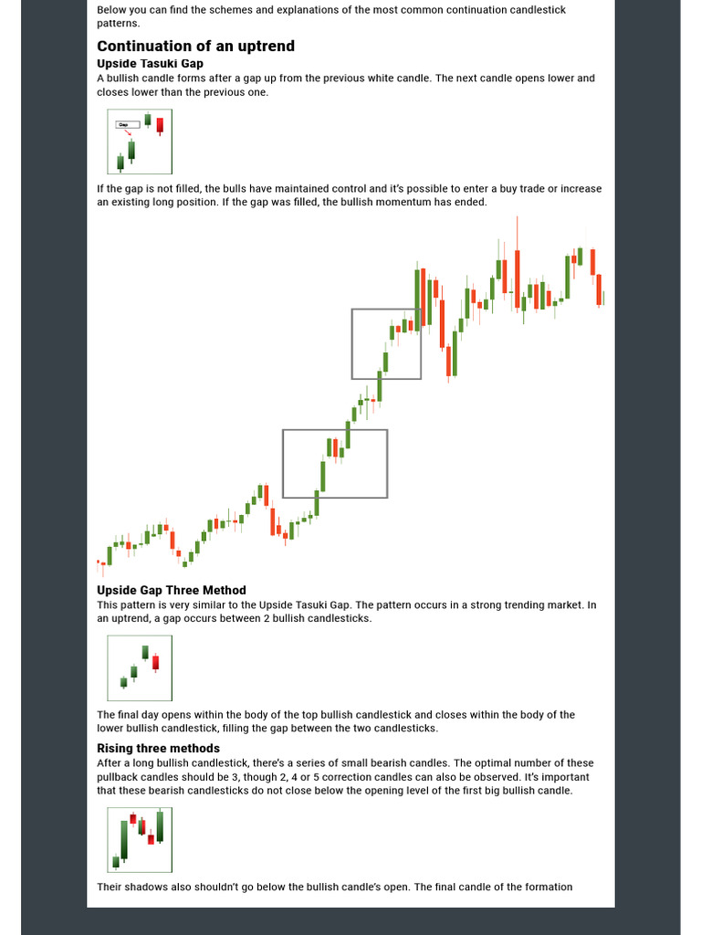 Continuation Candlestick Patterns Uptrend and Downtrend | PDF | Market ...