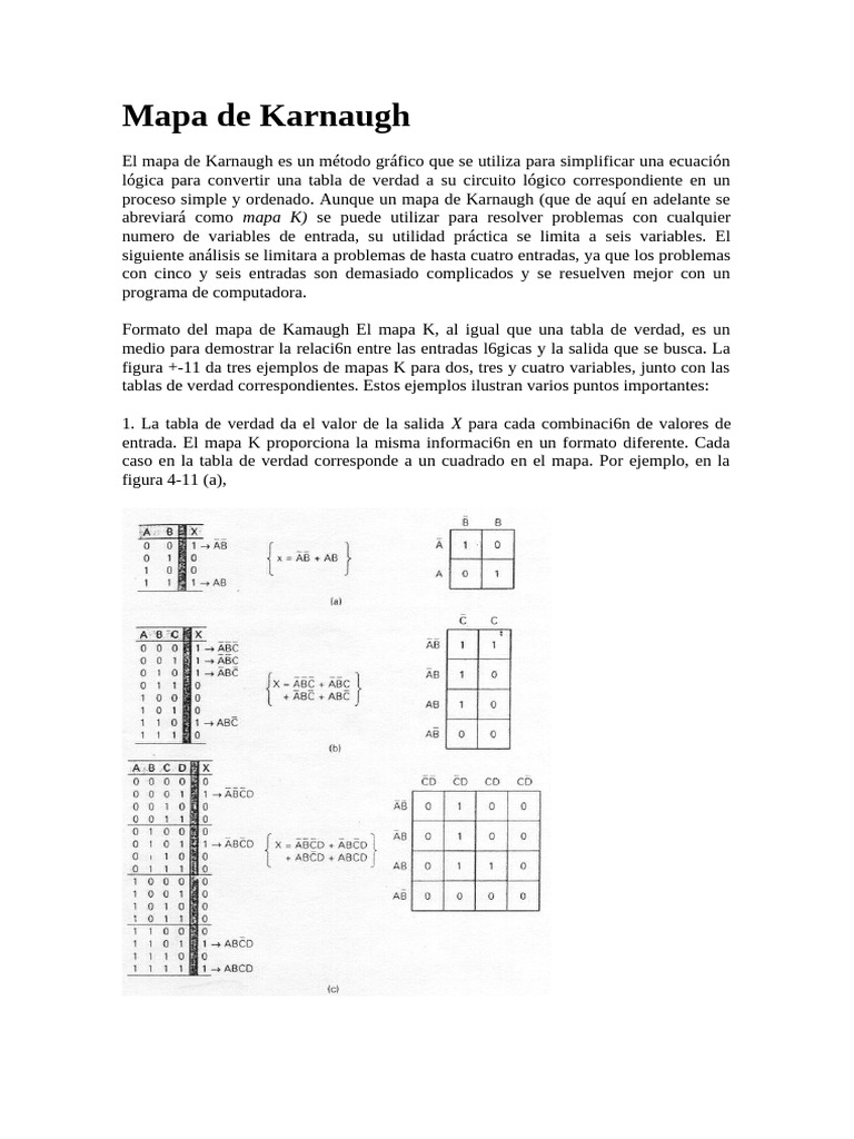 Mapa de Karnaugh | PDF | Álgebra de Boole | Enseñanza de matemática
