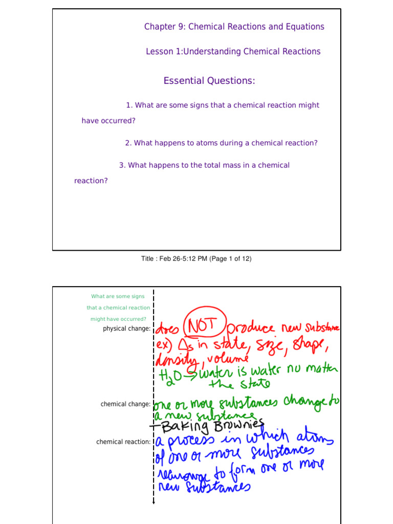 Chapter 9 Lesson 1 | PDF | Chemical Substances | Chemical Reactions