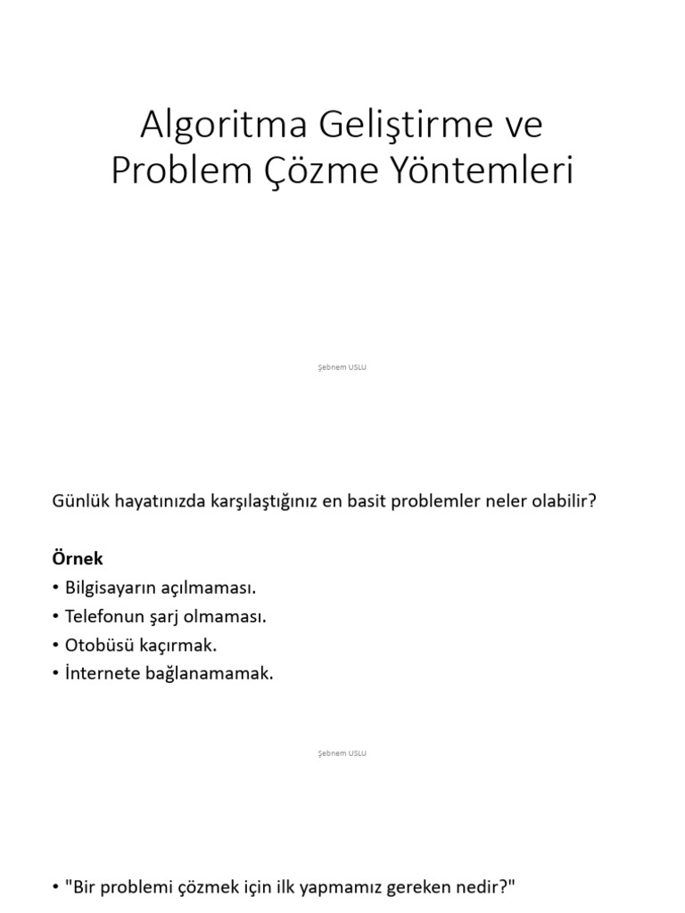 3 - Algoritma Geliştirme Ve Problem Çözme Yöntemleri | PDF
