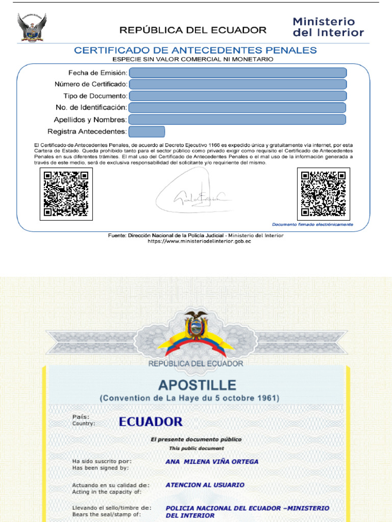 Apostilla Ecuador Santiago 0908 | PDF