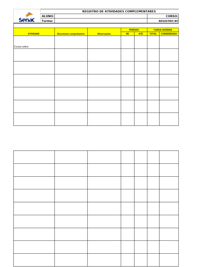 Fichas Atividade Complementar - PP | PDF