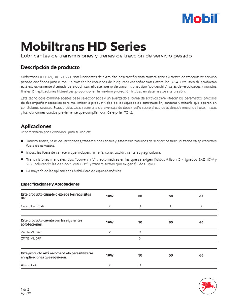 Mobiltrans HD Series | PDF | Lubricante | Exxon Mobil