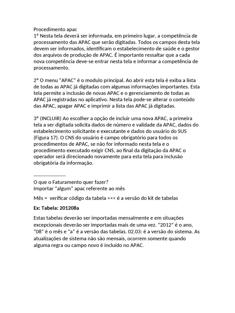 Procedimento Apac | PDF