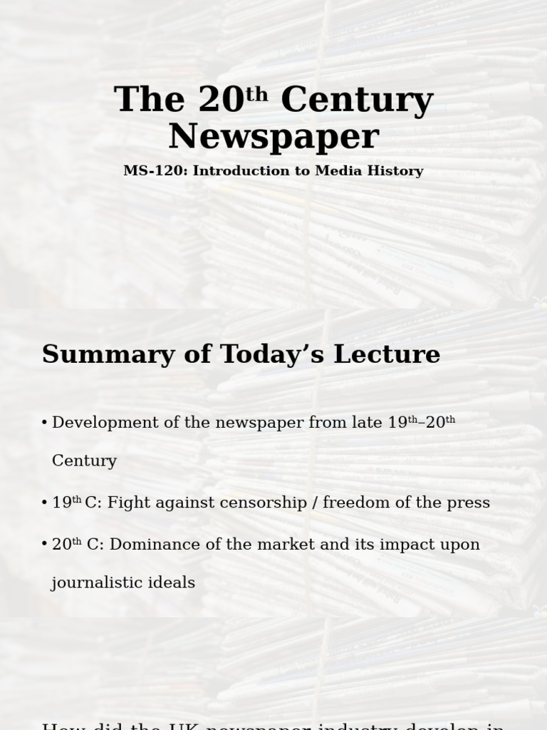 20th Century Newspaper Evolution | PDF | Newspapers | The Times