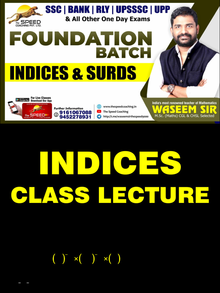 Surds and Indices Class Lecture Notes | PDF | Mathematics ...