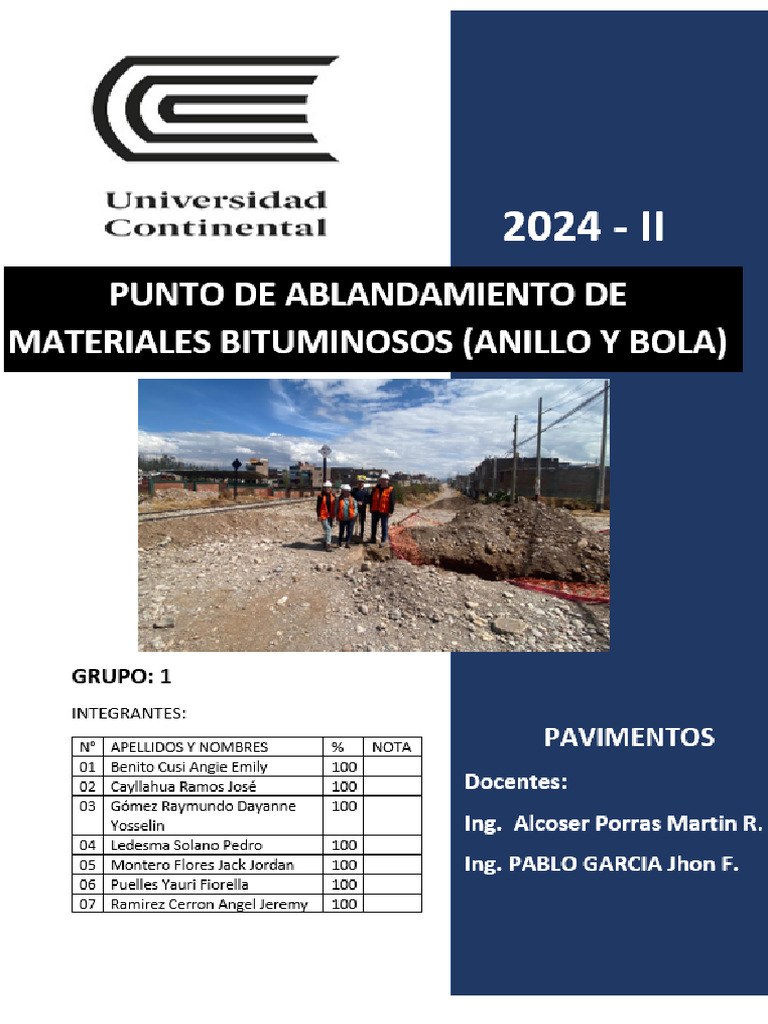 Punto de Ablandamiento de Materiales Bituminosos (Anillo y Bola) | PDF ...
