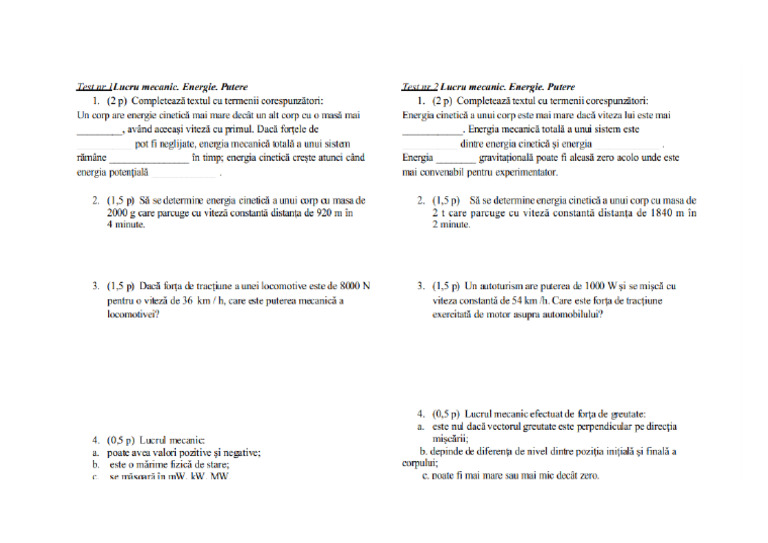 Fisa de Lucru 7 - Lucru Mecanic | PDF